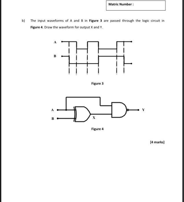 Solved Matric Number : b) The input waveforms of A and B in | Chegg.com