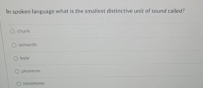 Solved In spoken language what is the smallest distinctive | Chegg.com