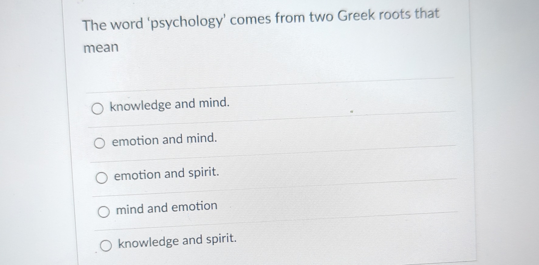 Solved The word 'psychology' comes from two Greek roots that | Chegg.com