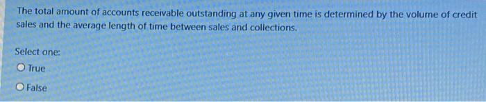 Solved The total amount of accounts receivable outstanding | Chegg.com