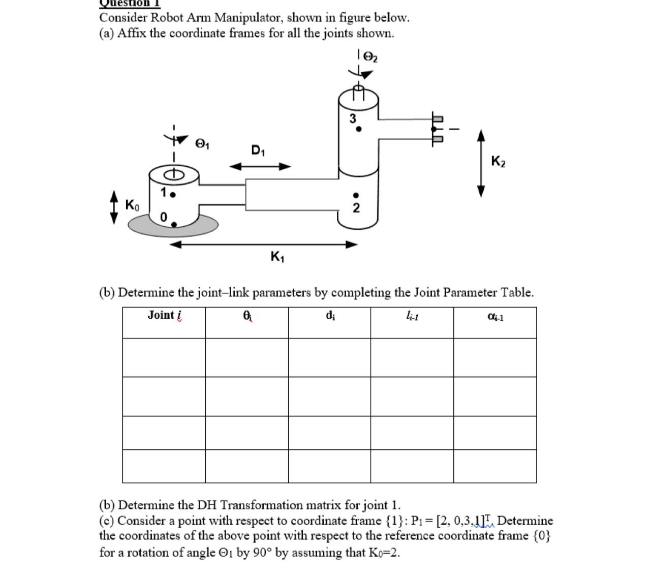Solved Question IConsider Robot Arm Manipulator, shown in | Chegg.com