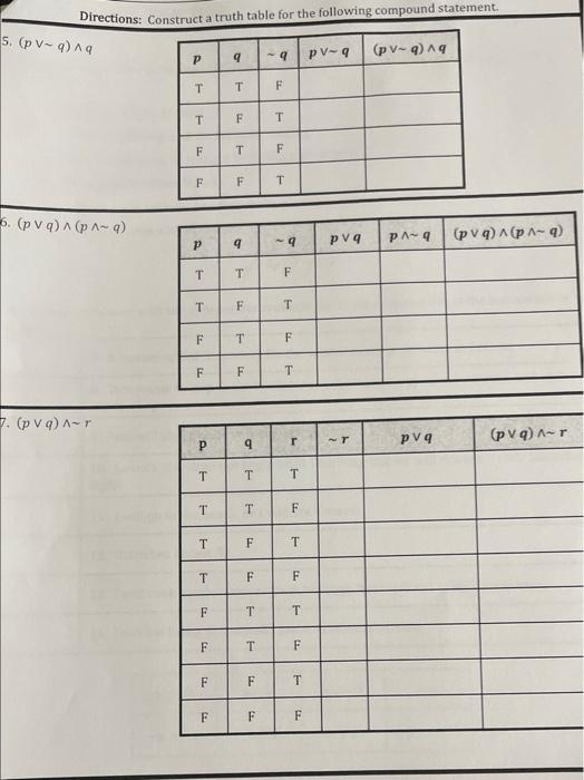 Name Directions: Construct a truth table for the | Chegg.com