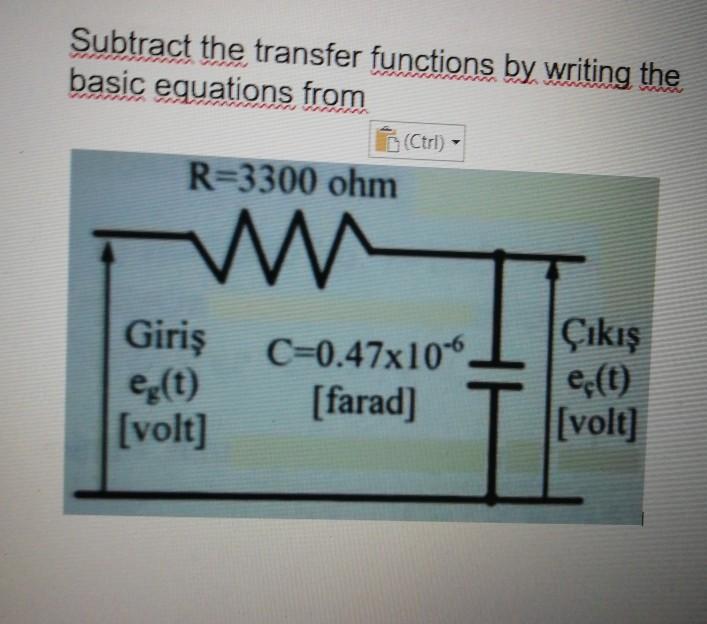 Solved Subtract the transfer functions by writing the basic | Chegg.com