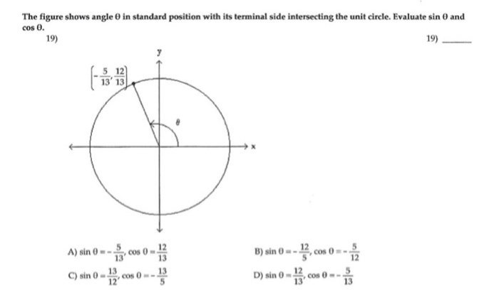Solved The figure shows angle 0 in standard position with | Chegg.com