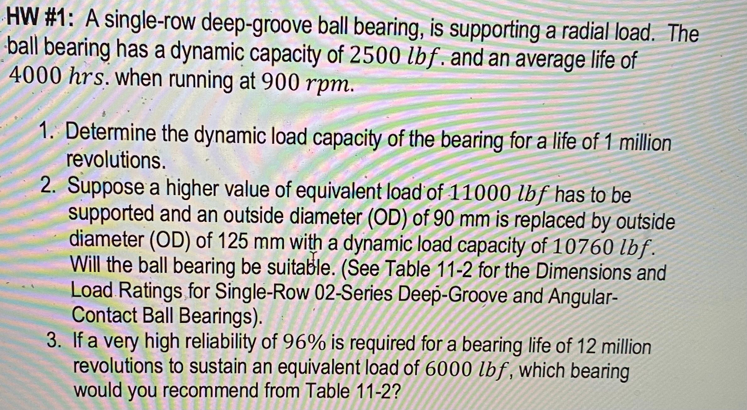 Solved HW #1: A single-row deep-groove ball bearing, is | Chegg.com