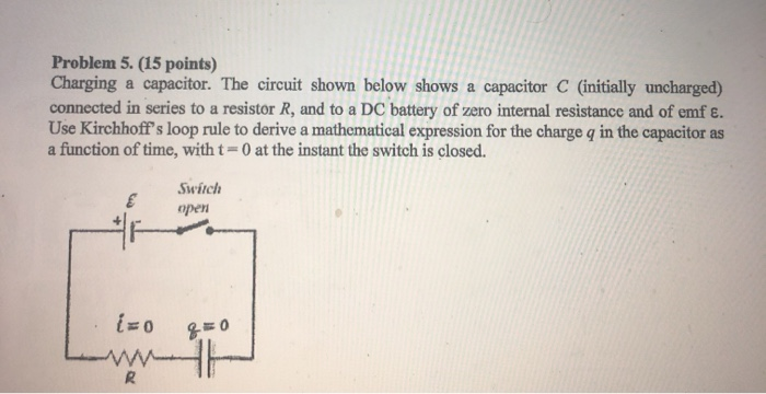 Solved Problem 5. (15 points) Charging a capacitor. The | Chegg.com
