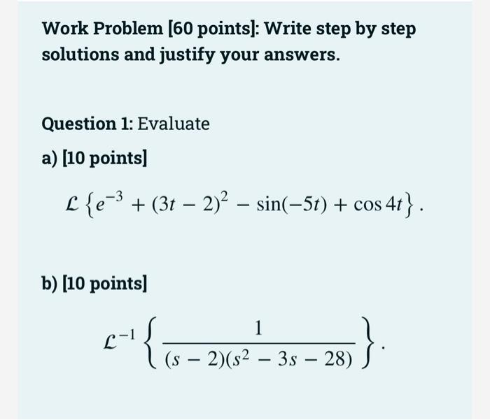 Solved Work Problem (60 points): Write step by step | Chegg.com