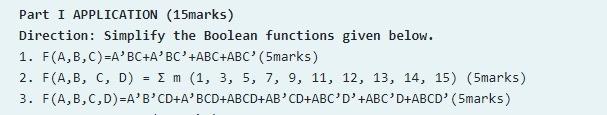 Solved Part I APPLICATION (15marks) Direction: Simplify the | Chegg.com Solved Part I APPLICATION (15marks) Direction: Simplify the | Chegg.com
