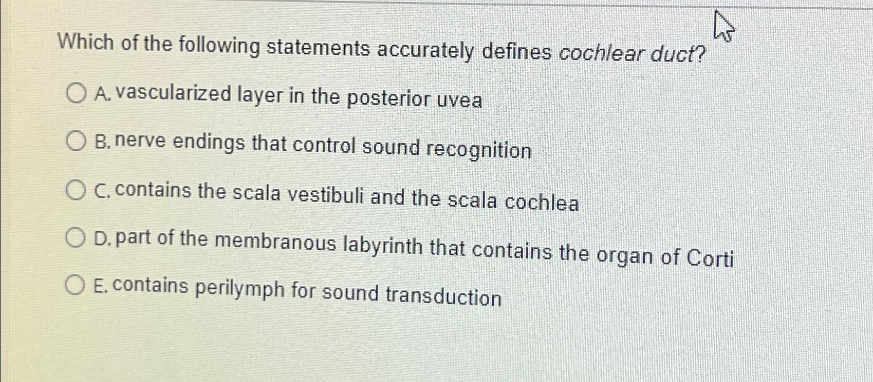 Solved Which of the following statements accurately defines | Chegg.com
