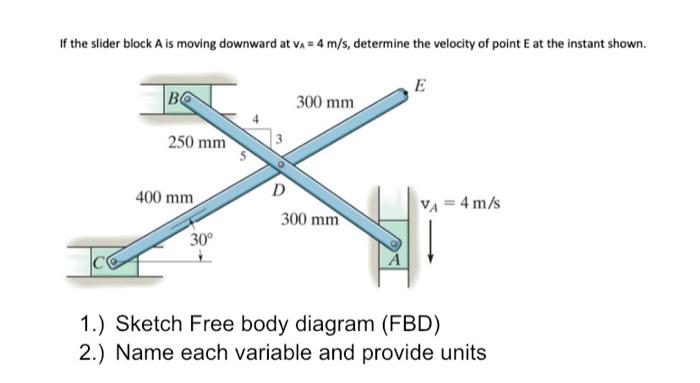 Solved If the slider block A is moving downward at VA=4 m/s, | Chegg.com