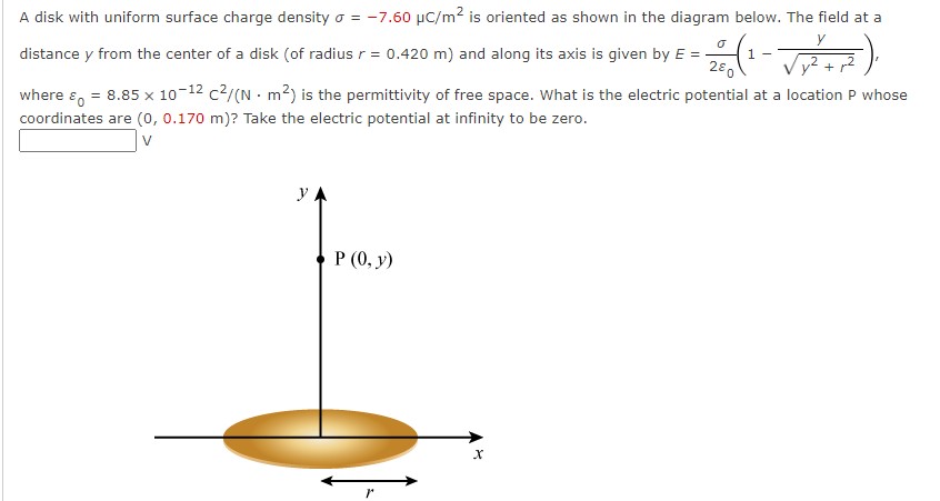 Solved 9)))))))))A disk with uniform surface charge density | Chegg.com