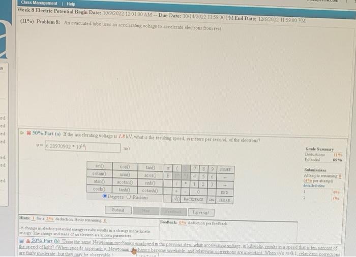 Solved (11\%) Problem 8: An evacuated tube uses an | Chegg.com