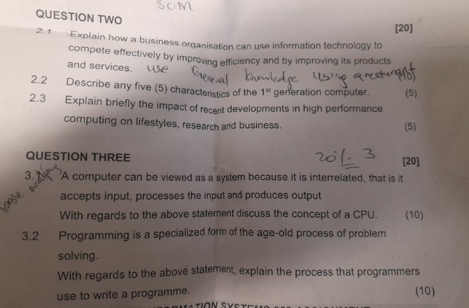 Solved QUESTION TWO2.1 ﻿Explain how a business organisation | Chegg.com