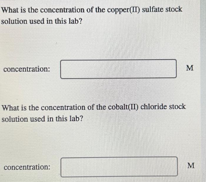 Solved What Is The Concentration Of The Copper Ii Sulfate Chegg