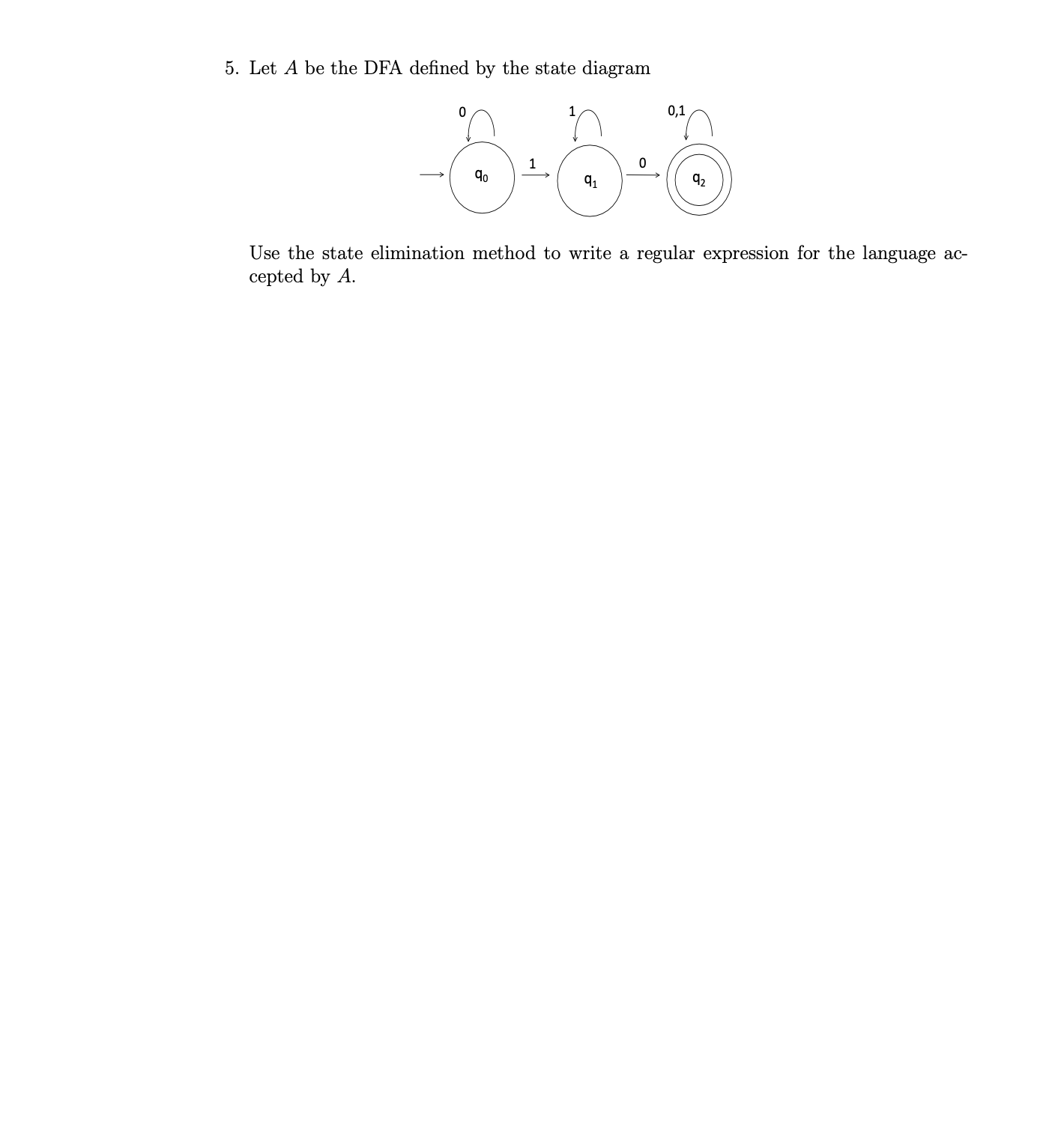 Solved Let A ﻿be the DFA defined by the state diagramUse the | Chegg.com