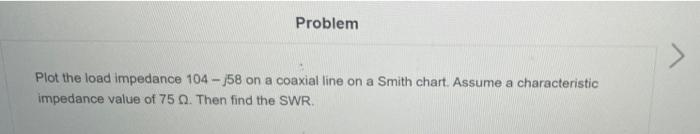 Solved Problem Plot the load impedance 104 - 158 on a | Chegg.com