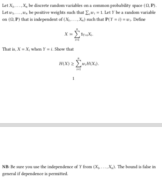 Let x1,dots,xn ﻿be discrete random variables on a | Chegg.com