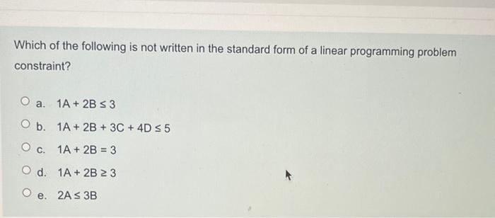 Solved Which of the following is not written in the standard | Chegg.com