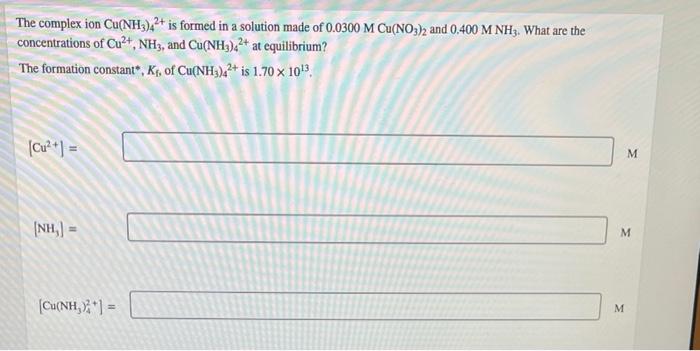 Solved The complex ion Cu(NH3)42+ is formed in a solution | Chegg.com