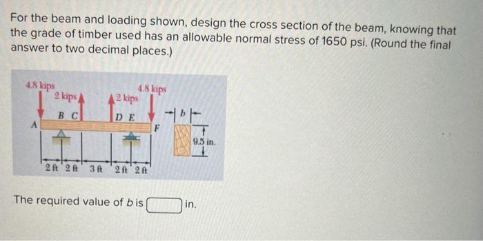 Solved For the beam and loading shown, design the cross | Chegg.com