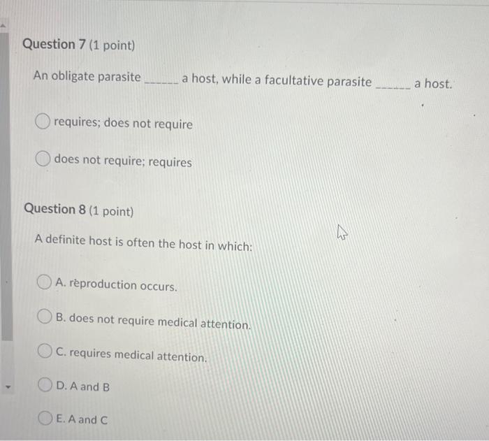 Solved An obligate parasite a host, while a facultative | Chegg.com