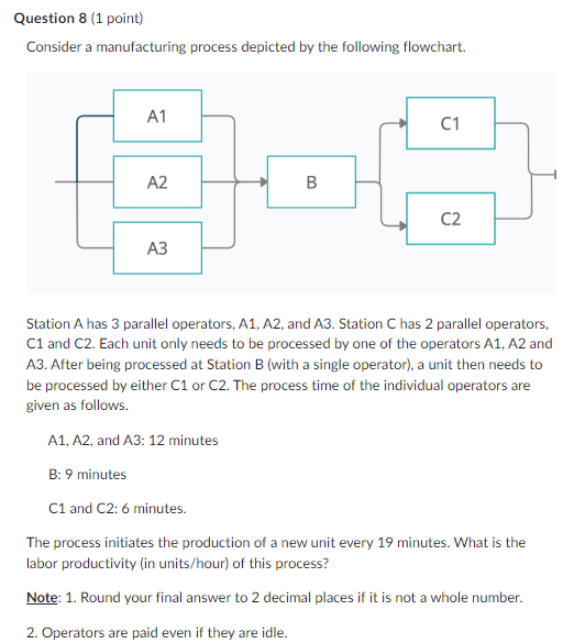 Solved Question 8 (1 ﻿point)Consider a manufacturing process | Chegg.com