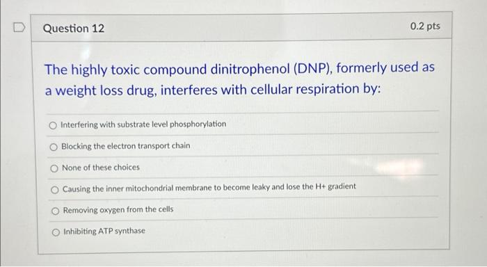 Solved Question 12 The highly toxic compound dinitrophenol | Chegg.com