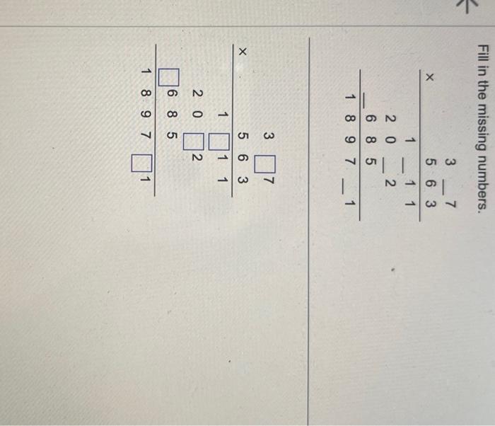 Solved Fill in the missing numbers. | Chegg.com