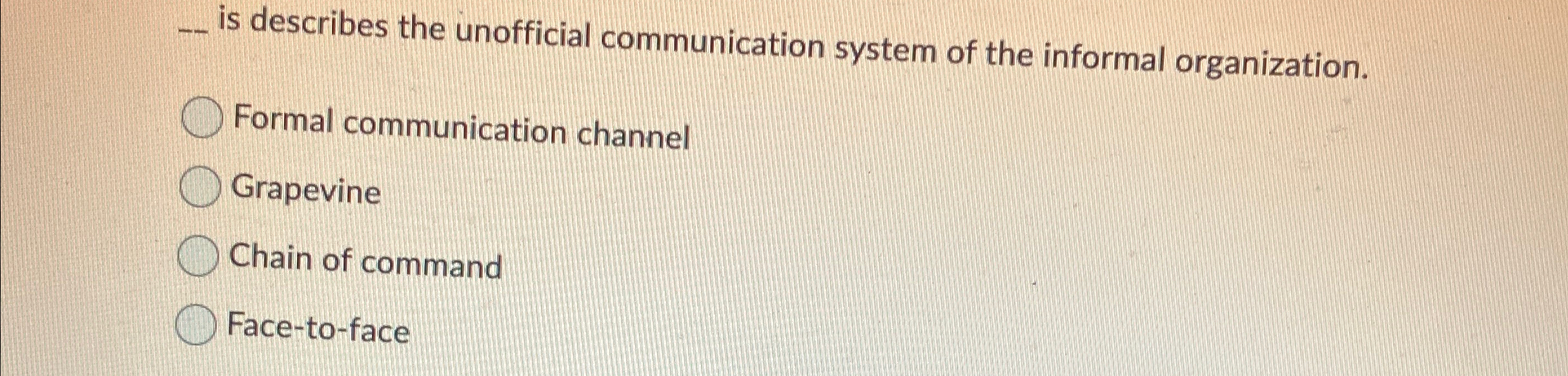 Solved q, ﻿is describes the unofficial communication system | Chegg.com
