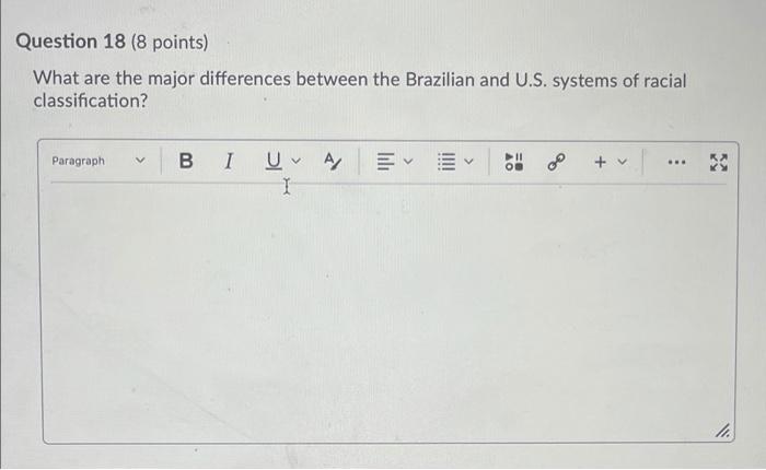 Solved Question 18 (8 points) What are the major differences | Chegg.com