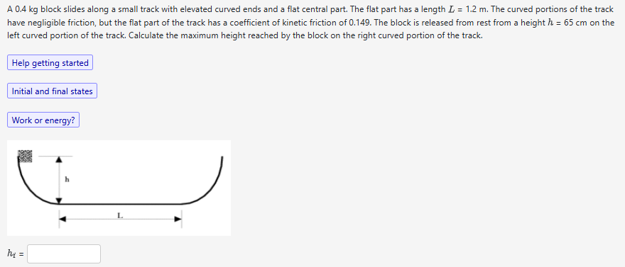 Solved A 0.4 kg ﻿block slides along a small track with | Chegg.com