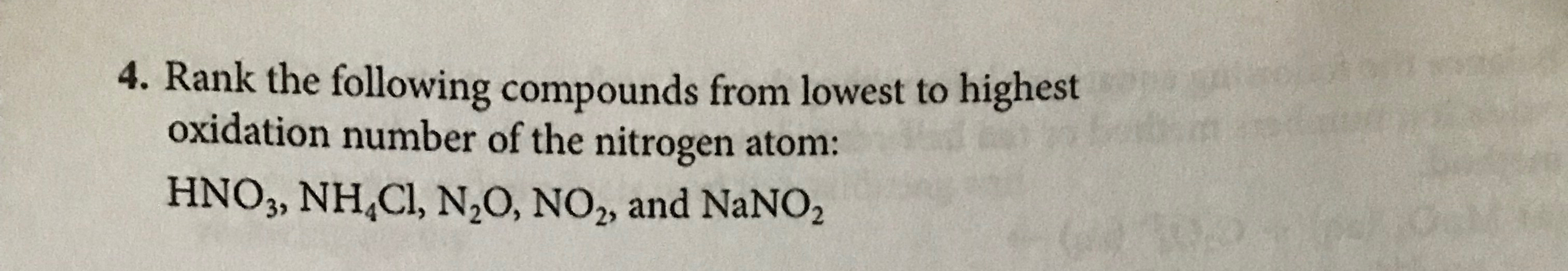 Solved Rank the following compounds from lowest to highest | Chegg.com