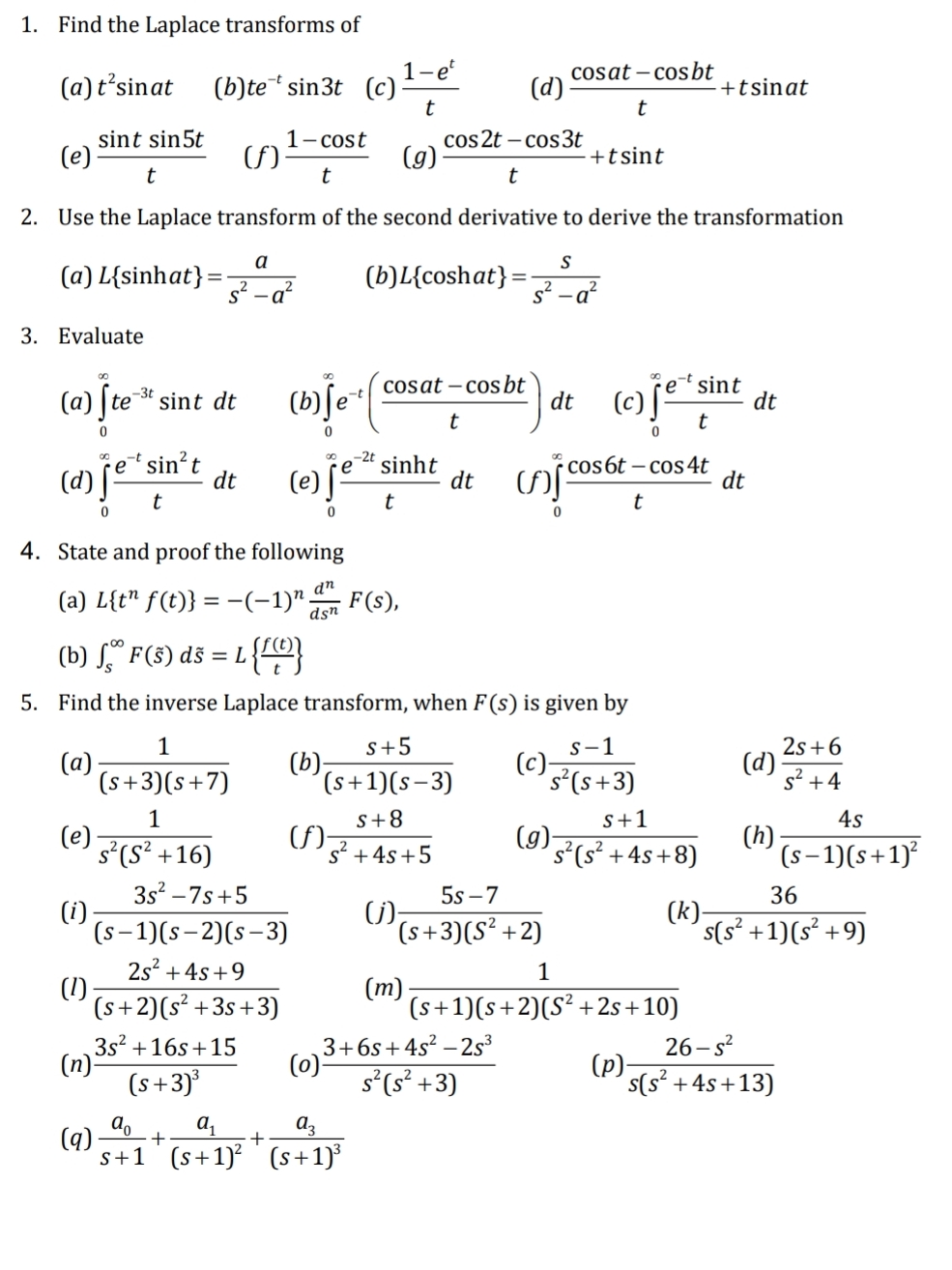 Solved Find the Laplace transforms | Chegg.com