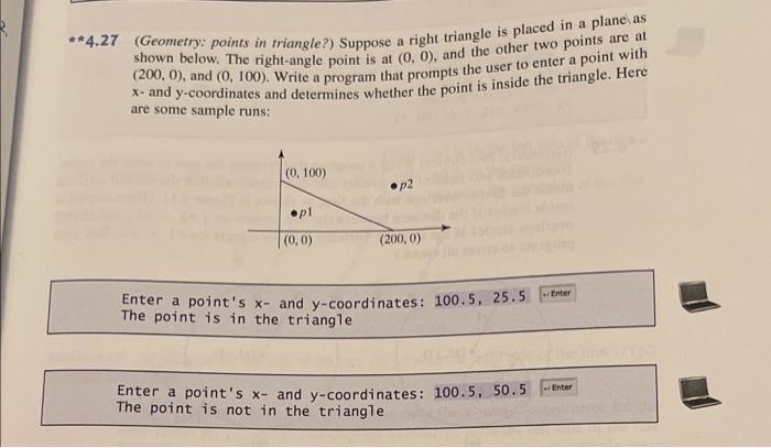 Solved **4.27 (Geometry: points in triangle?) Suppose a | Chegg.com