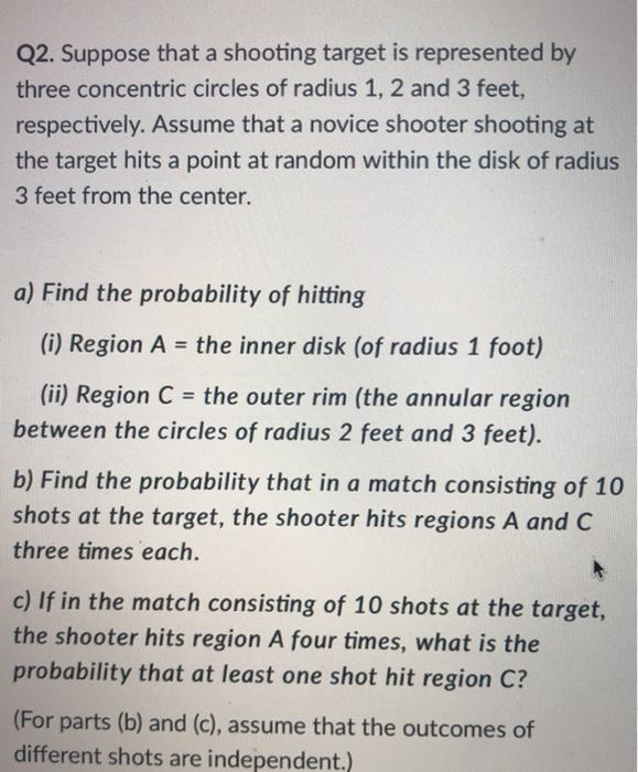 Solved Q2. Suppose that a shooting target is represented by | Chegg.com