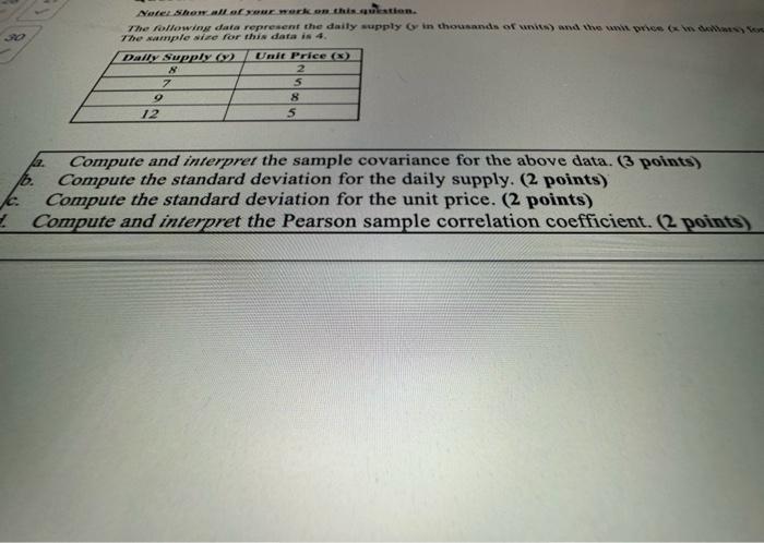 Solved Compute and interpret the sample covariance for the | Chegg.com