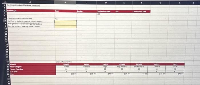 Solved On the Enrollment worksheet, insert a table from | Chegg.com