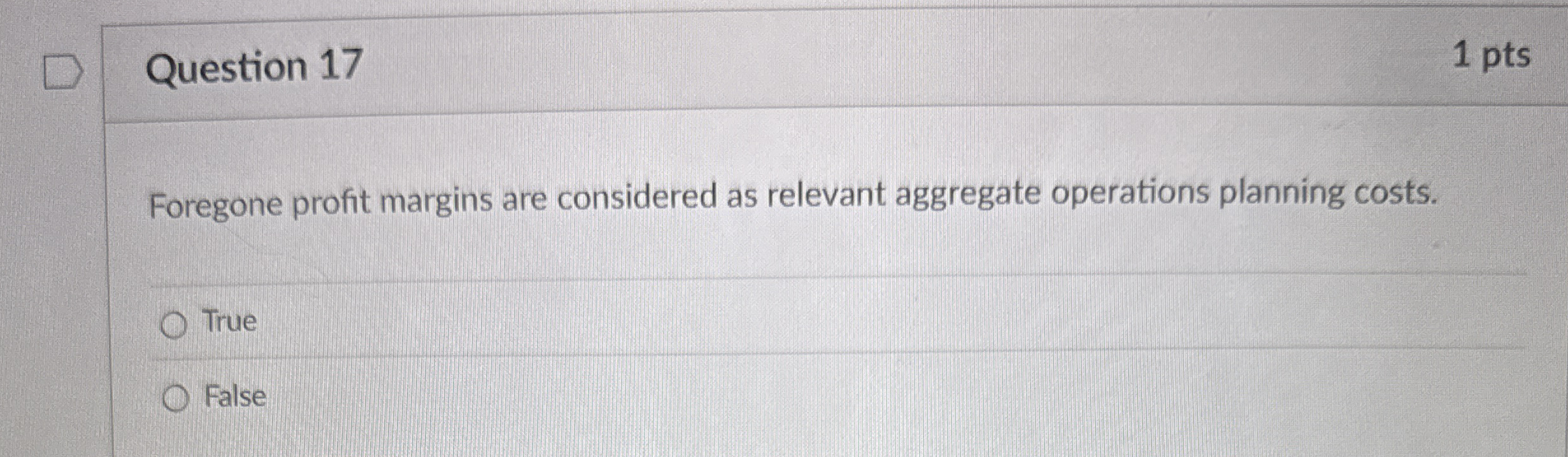 Solved Question 171 ﻿ptsForegone profit margins are | Chegg.com