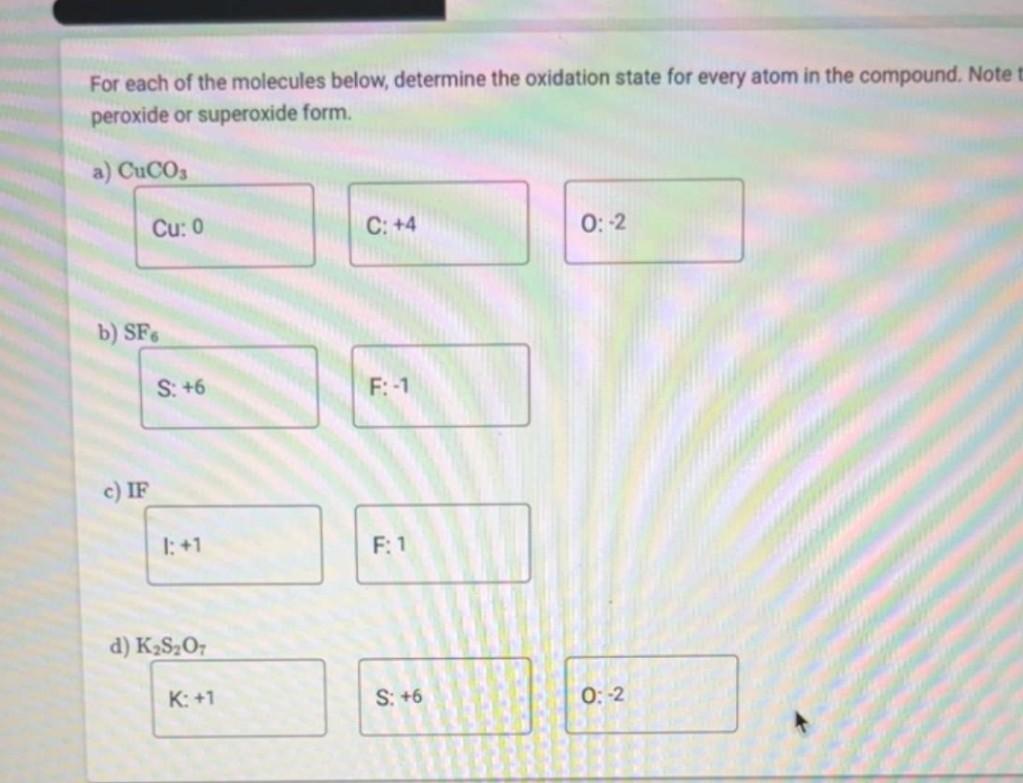 Solved For each of the molecules below, determine the | Chegg.com