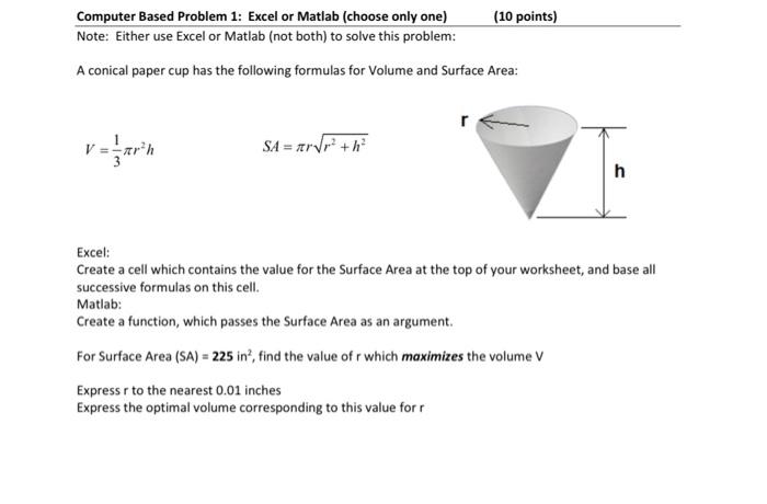 Solved Computer Based Problem 1 Excel Or Matlab Choose 8614
