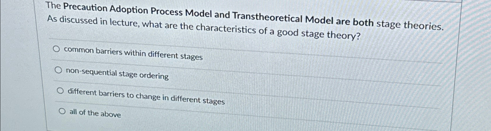 Solved The Precaution Adoption Process Model and | Chegg.com