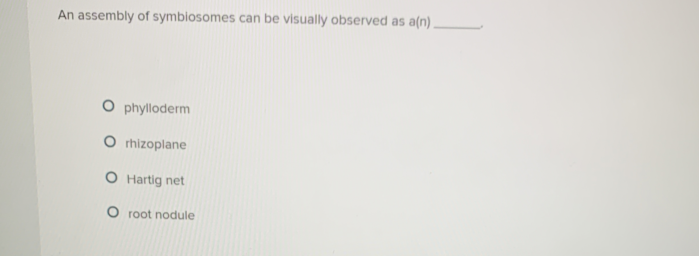 Solved An assembly of symbiosomes can be visually observed | Chegg.com