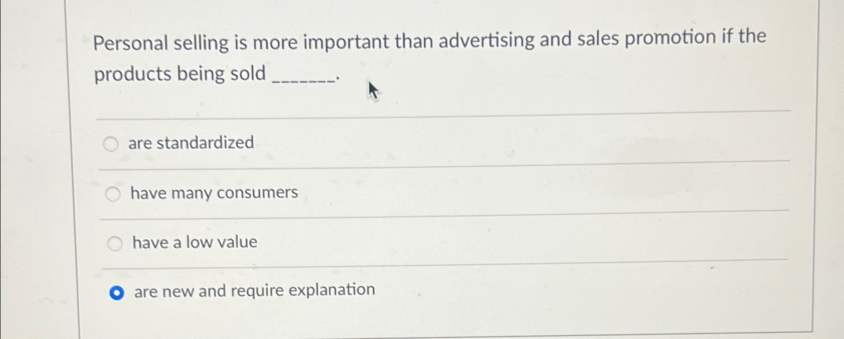 Solved Personal selling is more important than advertising | Chegg.com