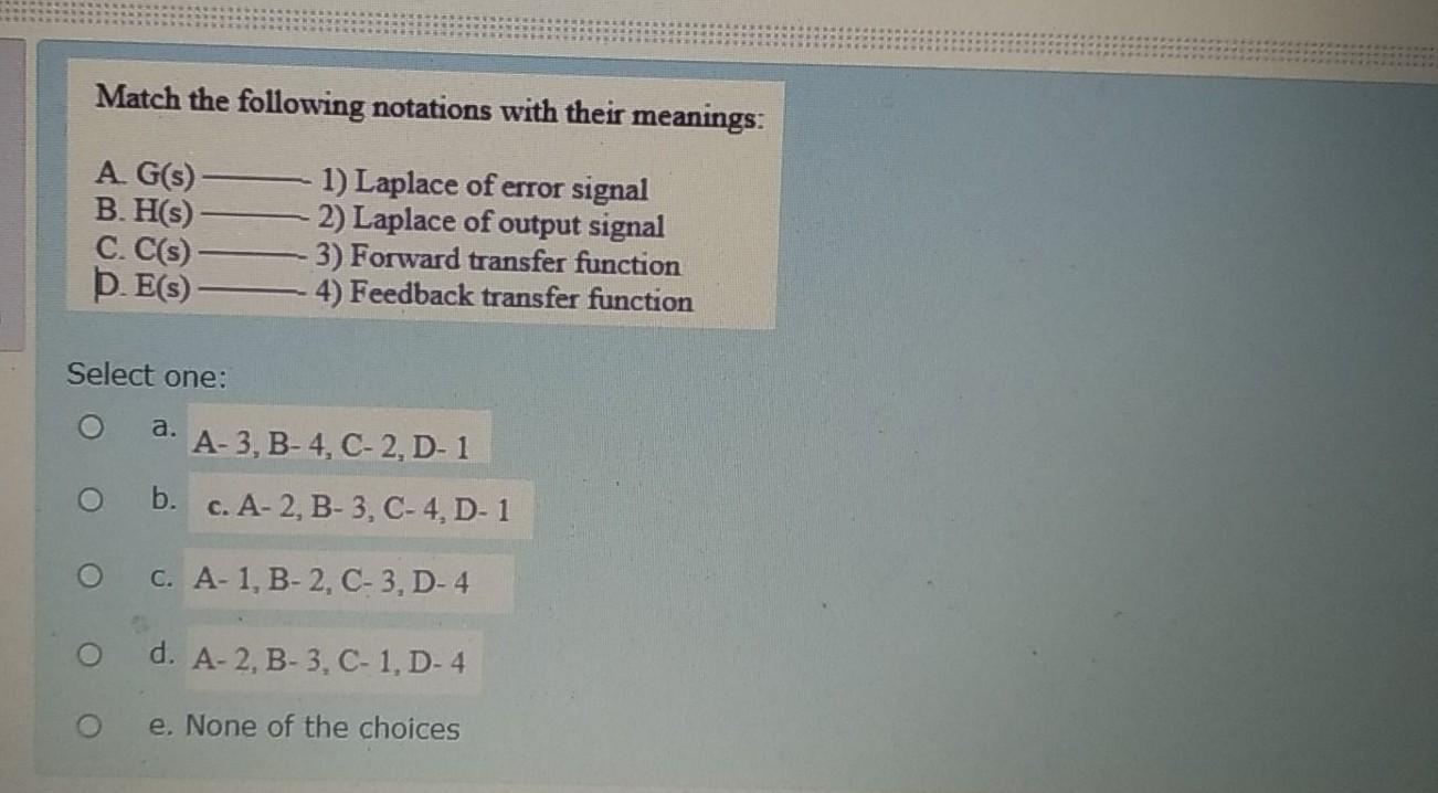 Solved Match the following notations with their meanings: A | Chegg.com