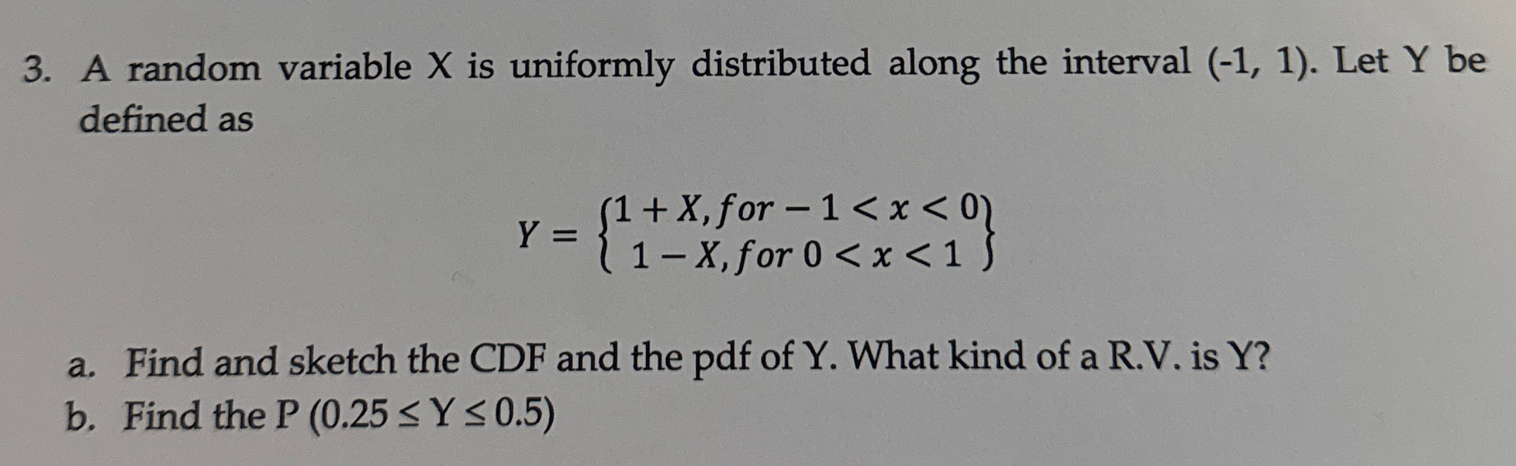 Solved by an EXPERT A random variable x ﻿is uniformly distributed along | Chegg.com