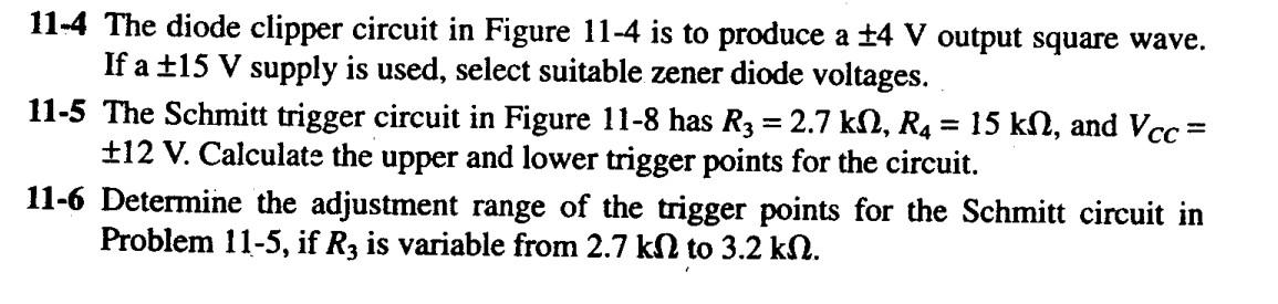 Solved 11-4 The diode clipper circuit in Figure 11-4 is to | Chegg.com