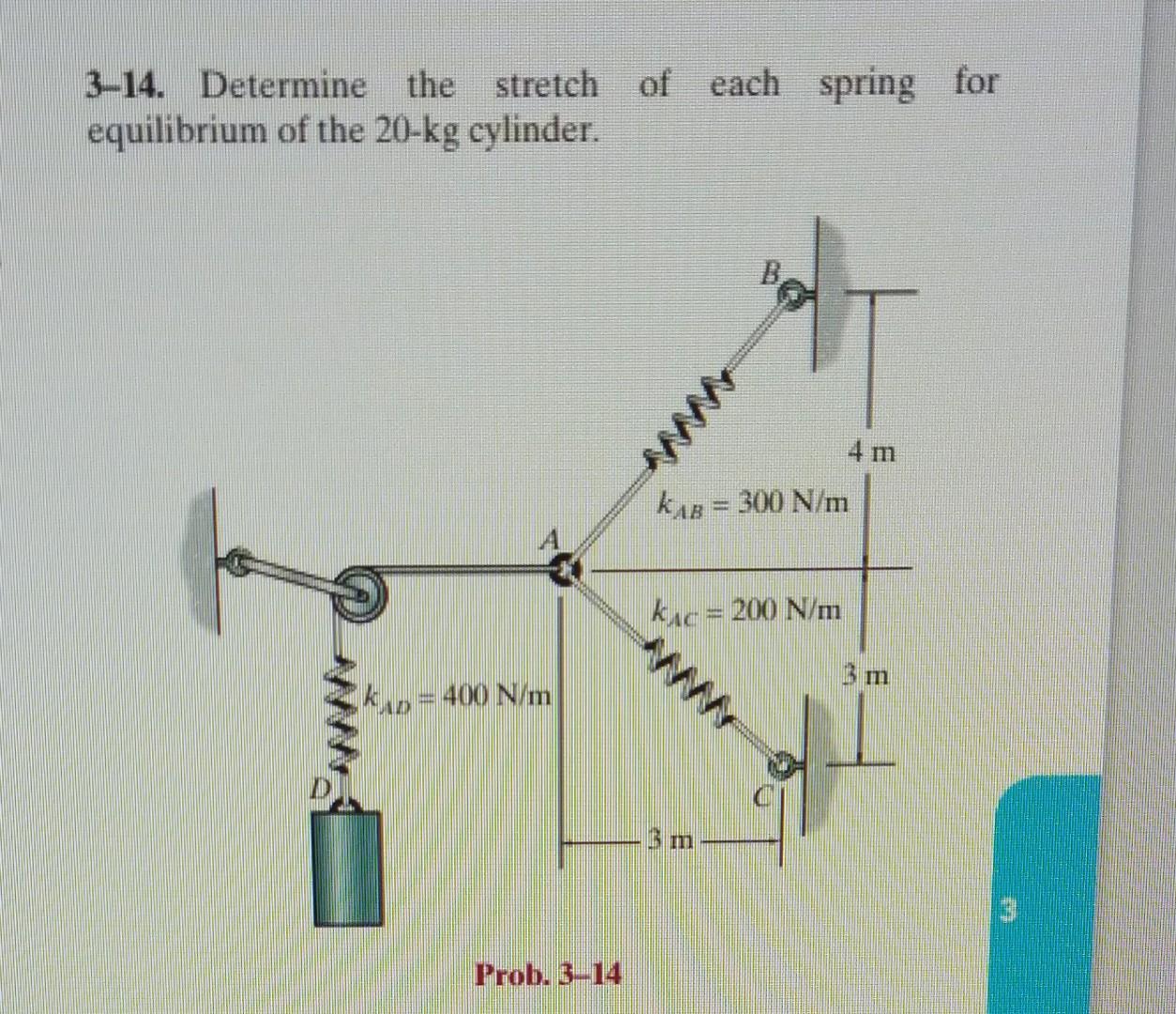 Solved Determine the stretch of each spring for equilibrium | Chegg.com