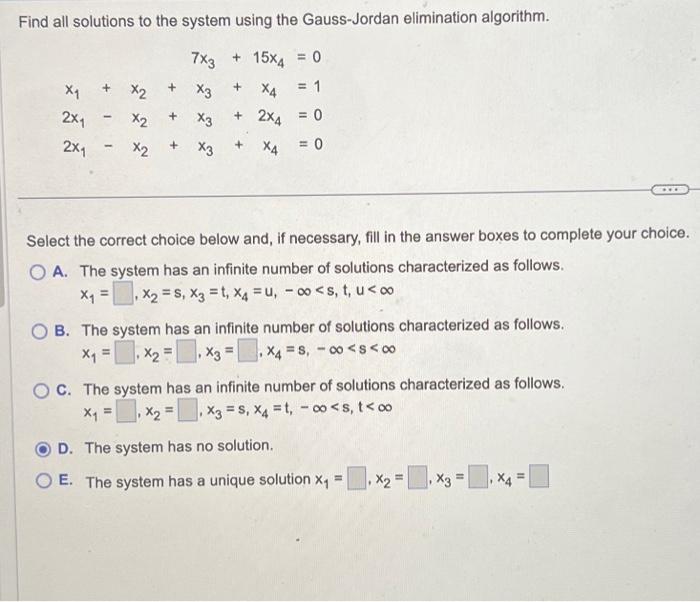 Solved Find all solutions to the system using the | Chegg.com