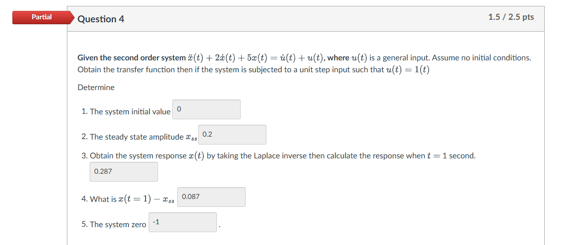 Solved Question 14Given the second order system | Chegg.com