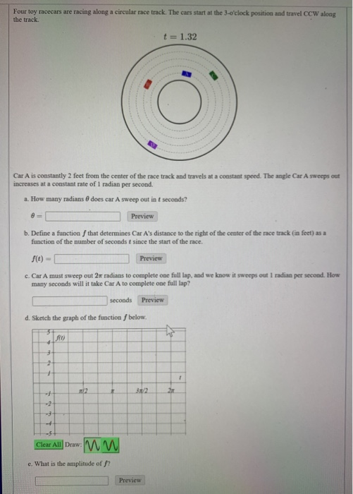 Solved Four toy racecars are racing along a circular race | Chegg.com